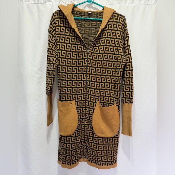 Dresses | Fendi Inspired Geometric Pattern Brown And Black Sweater Long ...